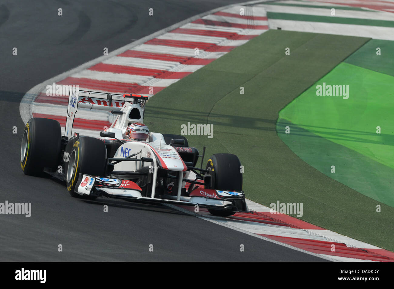 Japanese Formula One driver Kamui Kobayashi of Sauber steers his car ...