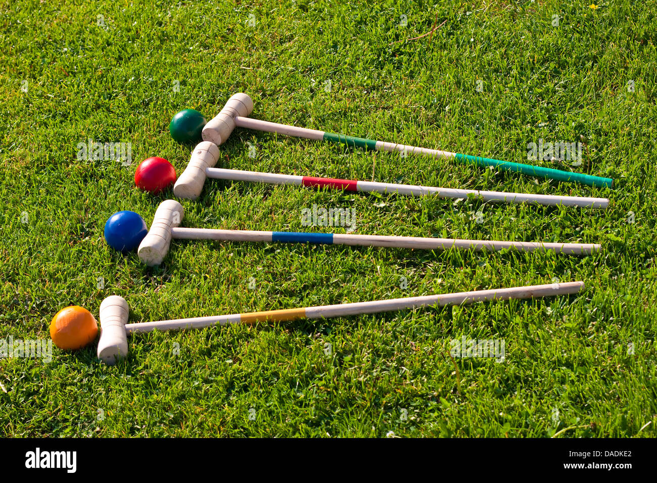 croquet family garden game, stick and ball Stock Photo - Alamy