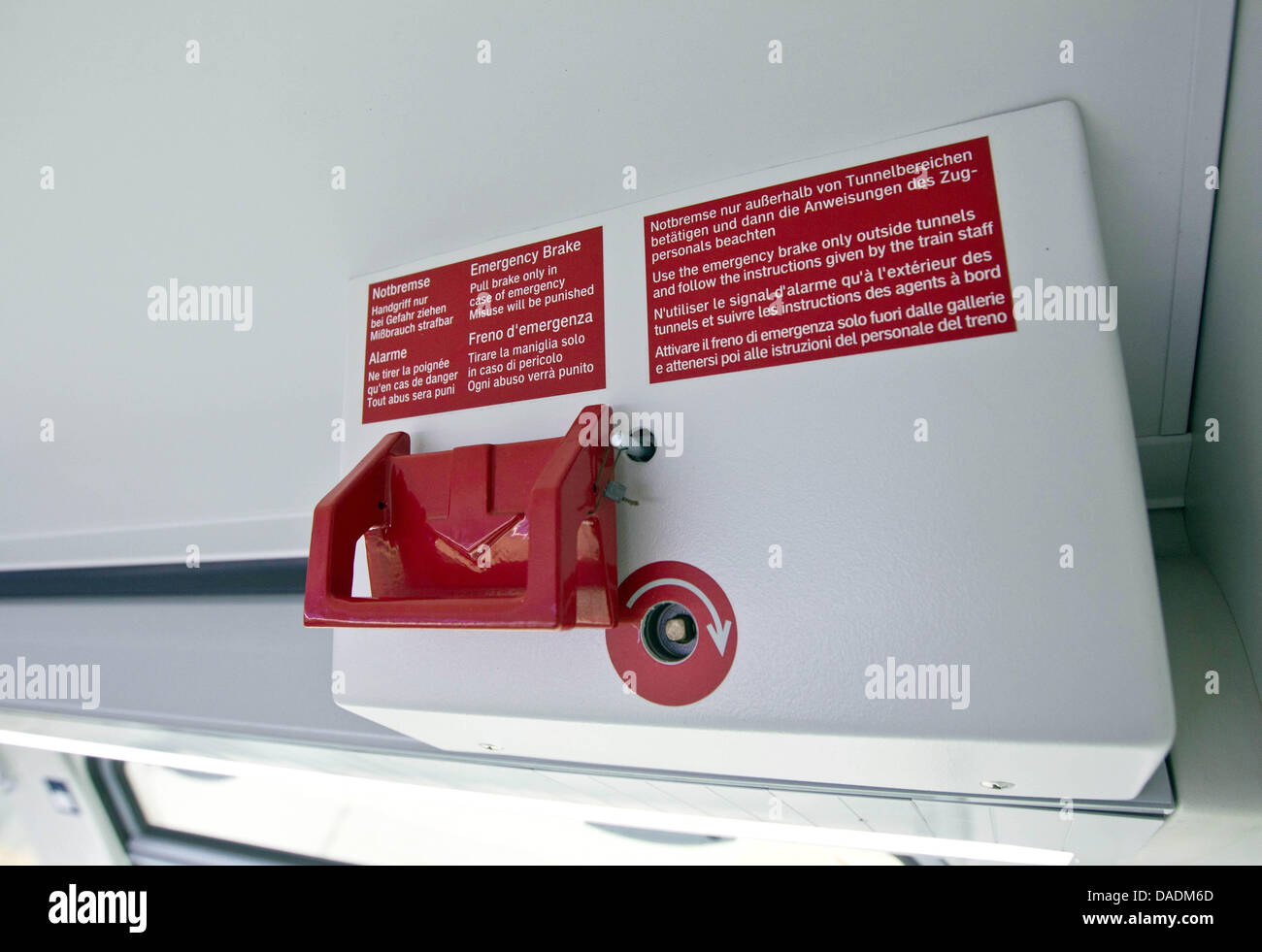 An emergency brake of a regional train of the railway company Deutsche ...