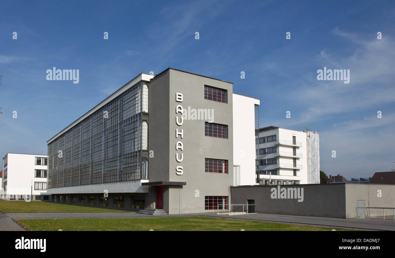 The sun shines onto the Bauhaus building in Dessau-Rosslau, Germany, 28 ...