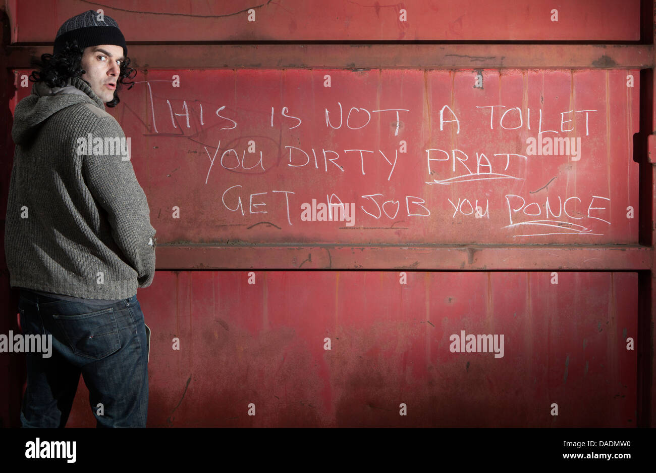 Comic actor Milo McCabe in character as his Q10 creation Stock Photo ...