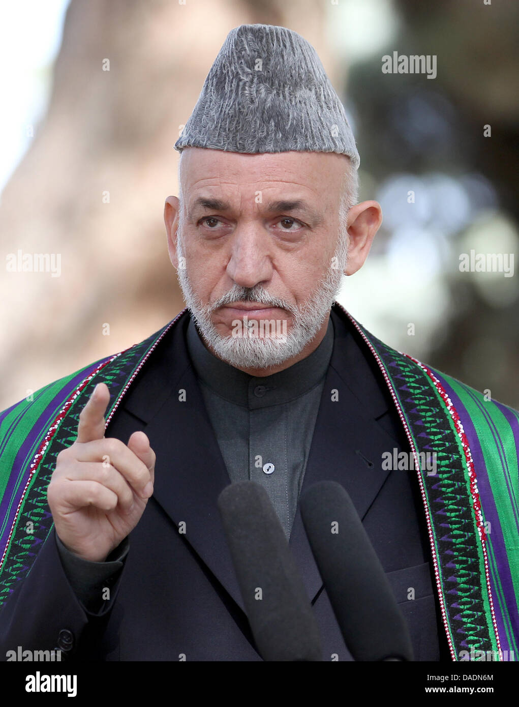 The afghan President Hamid Karzai is seen at the Palace ground in Kabul ...