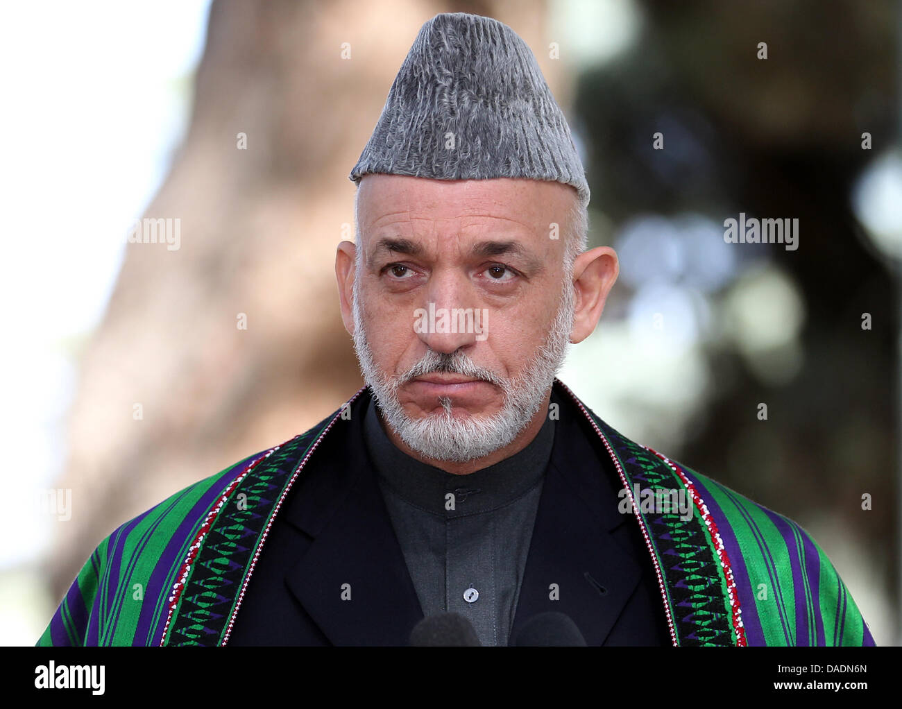 The afghan President Hamid Karzai is seen at the Palace ground in Kabul ...