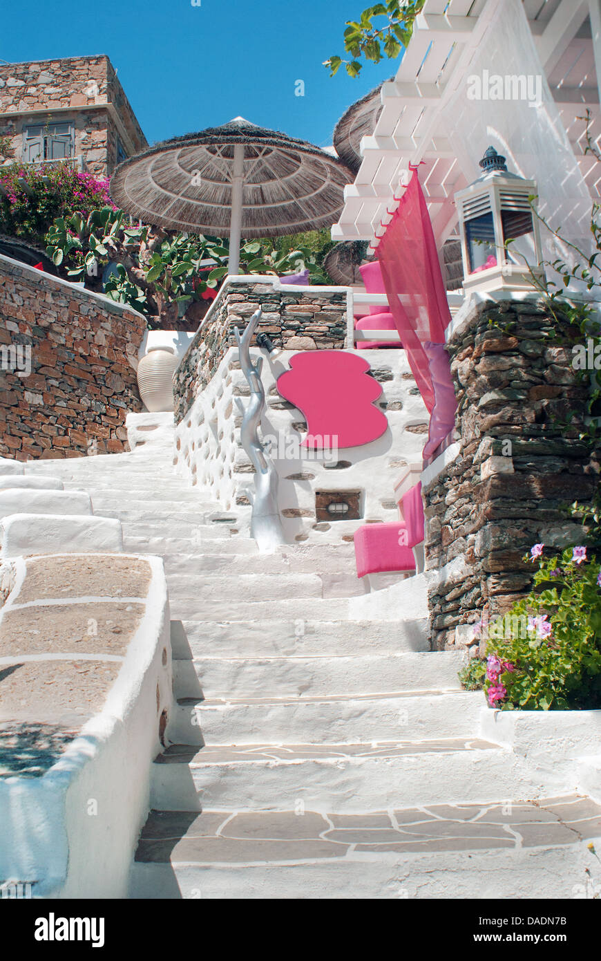 Traditional greek alley on Sifnos island, Greece Stock Photo - Alamy
