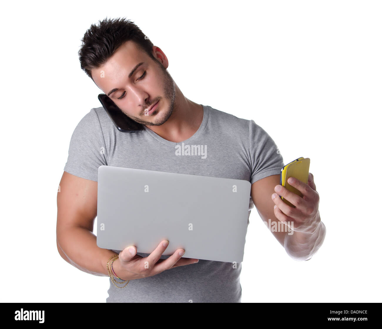 Man overwhelmed by technology hi-res stock photography and images - Alamy