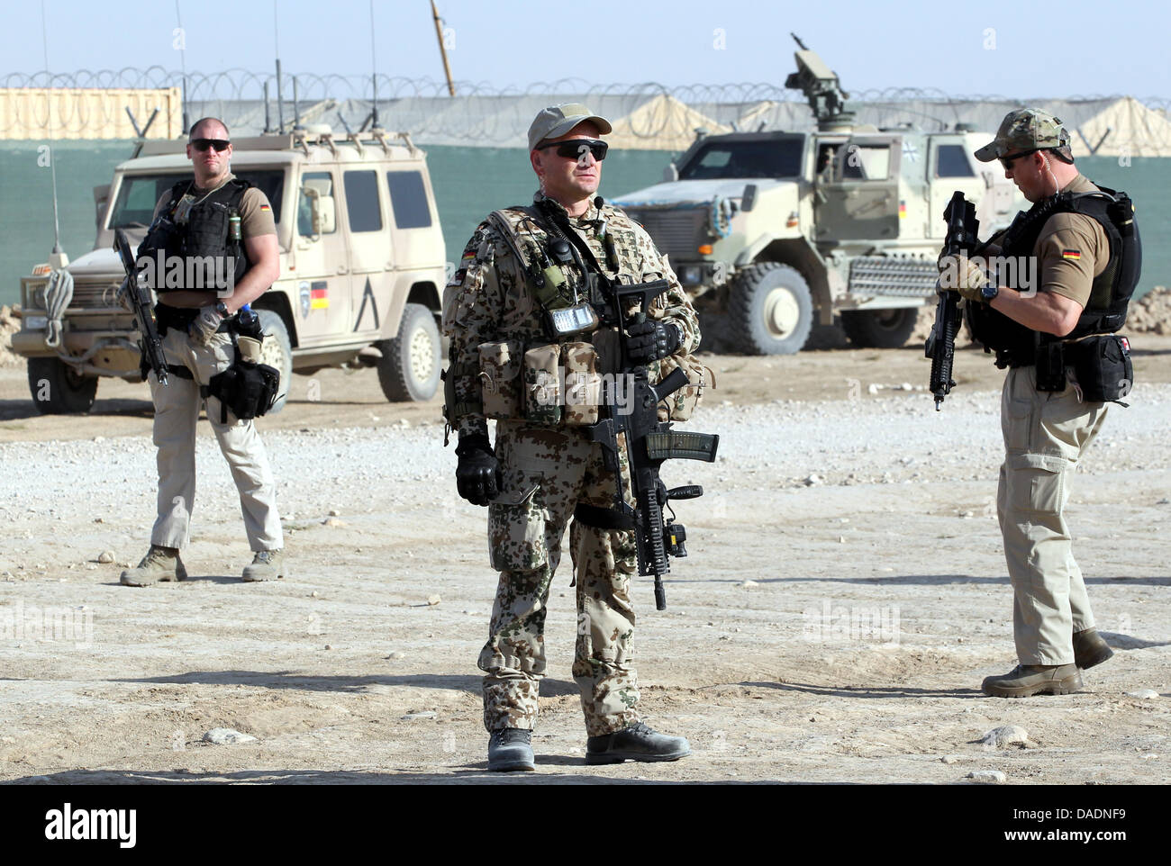 Bundeswehr soldiers secure the area of the Police Training Camp (PTC ...