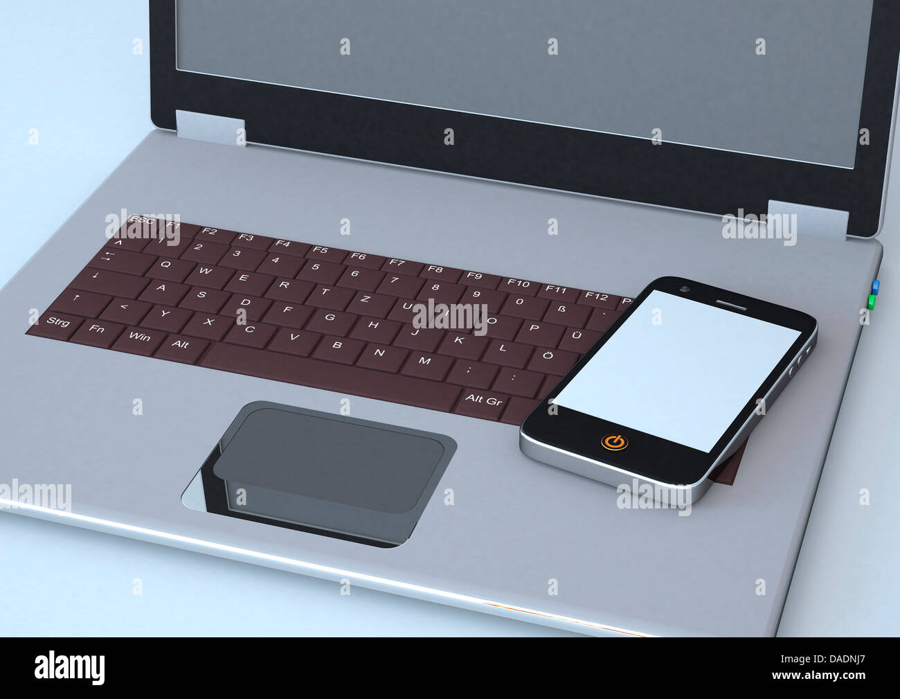 Illustration of smart phone and laptop, close up Stock Photo - Alamy