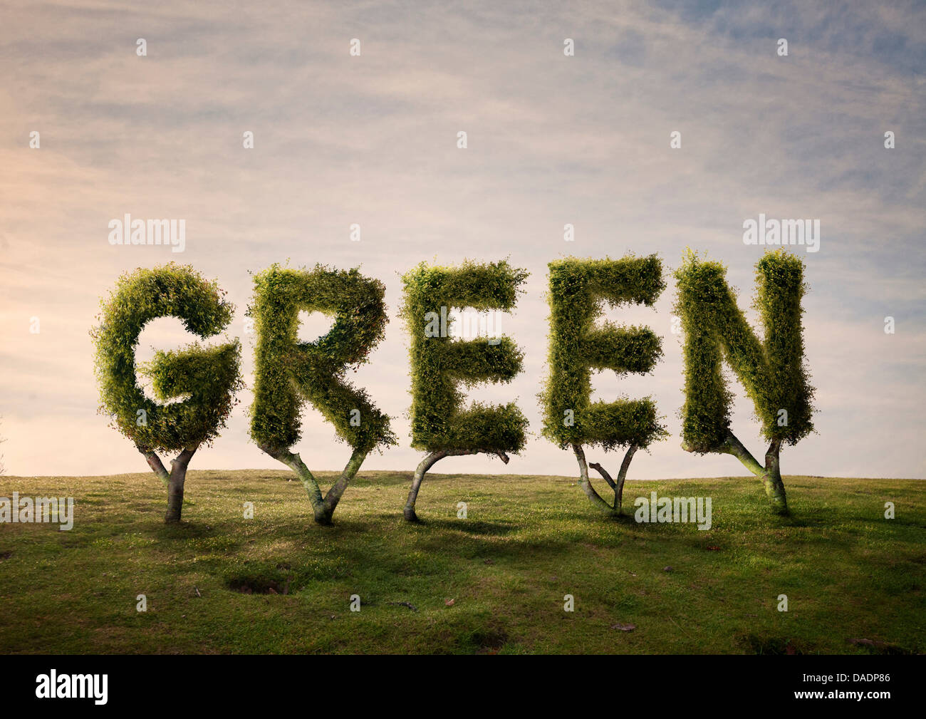 Green, written in plants Stock Photo - Alamy