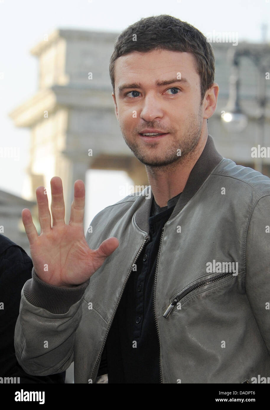 The US musician and actor Justin Timberlake poses in front of the ...