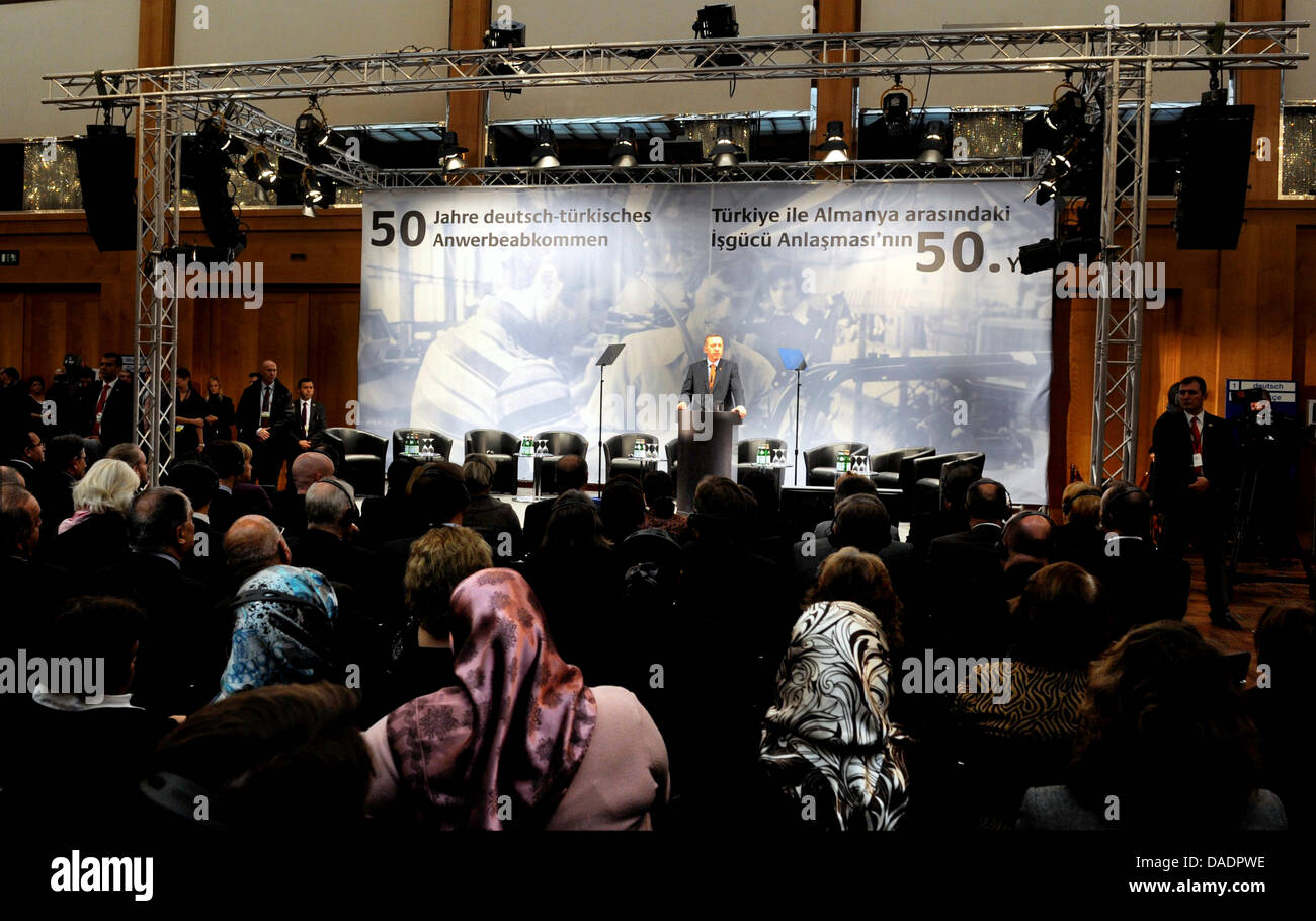 Turkish Premier Recep Tayyip Erdogan delivers a speech during a ...