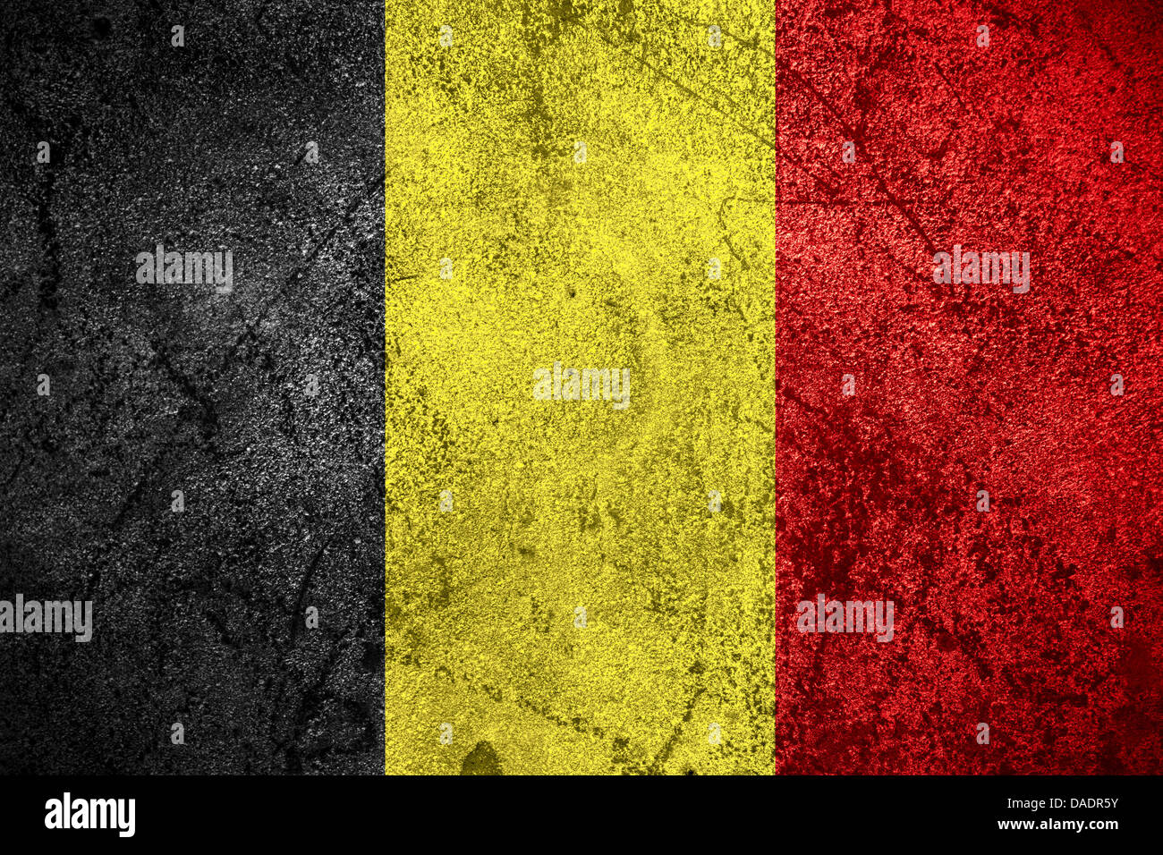 flag of Belgium or Belgian banner on rough metal background Stock Photo ...
