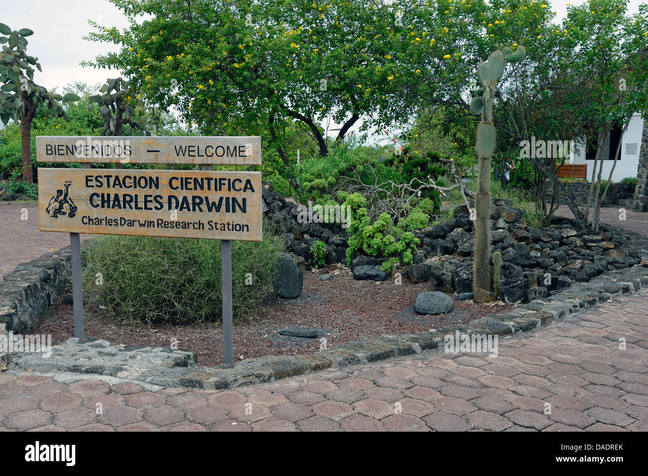 entrance to Charles Darwin Research Station, Ecuador, Galapagos Islands ...