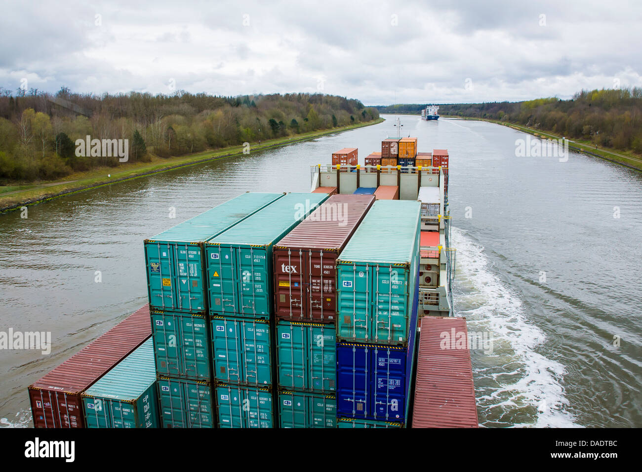 Germany, View of container ship in North Sea Stock Photo - Alamy