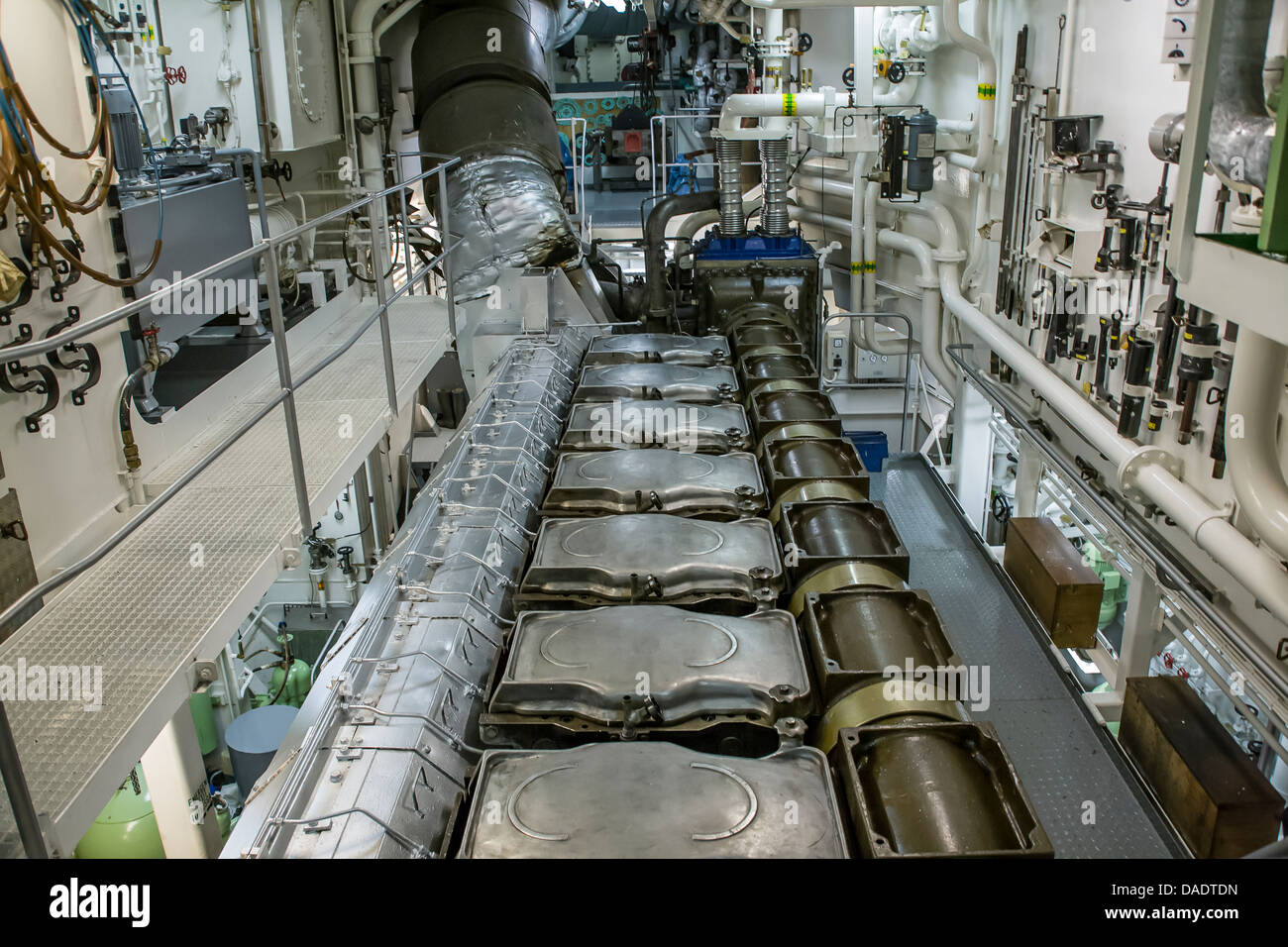 Interior of container ship engine Stock Photo - Alamy