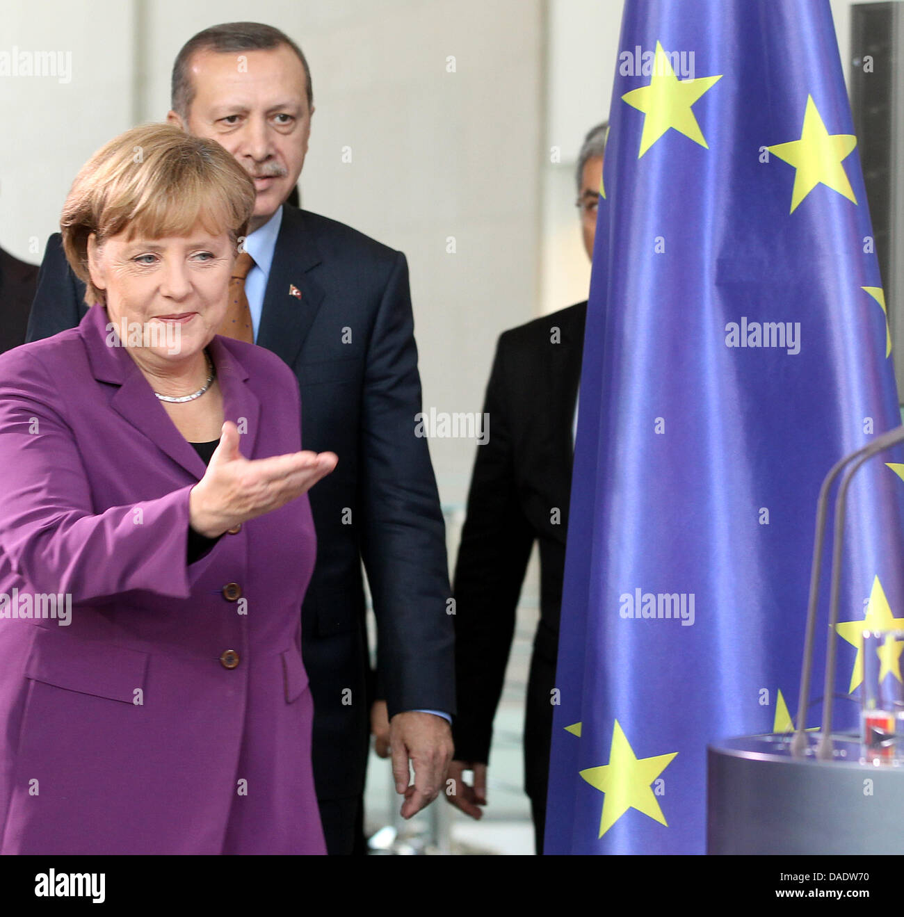 German Chancellor Angela Merkel and Turkish Premier Recep Tayyip ...
