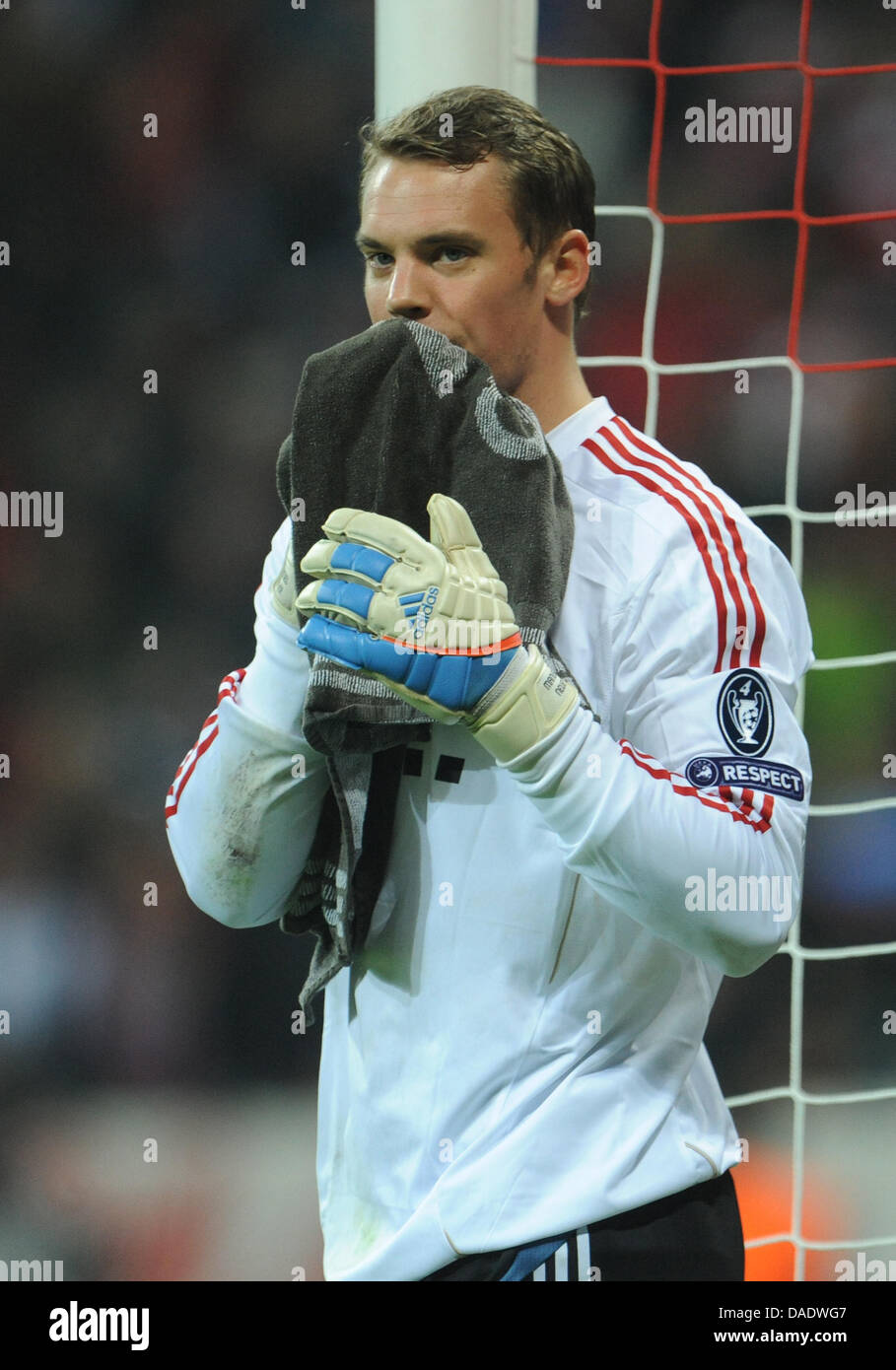 Goalkeeper Manuel Neuer of Munich gestures during the Champions League ...