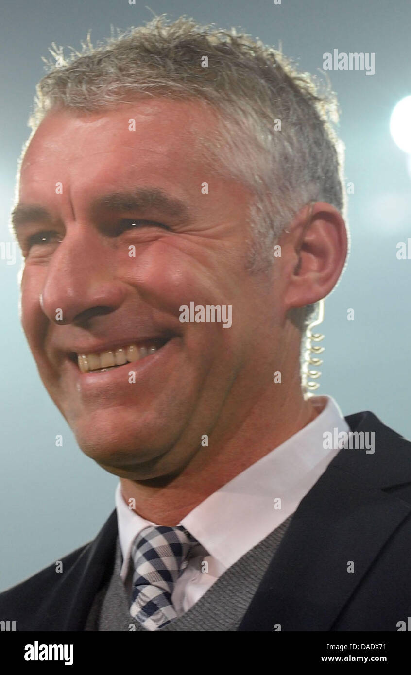 Hanover's head coach Mirko Slomka smiles during an interview prior the ...