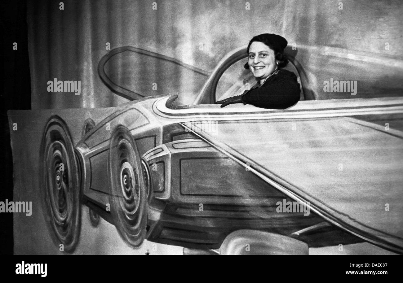 Paris 1933, illustration: woman in airplane. Image by photographer Fred ...