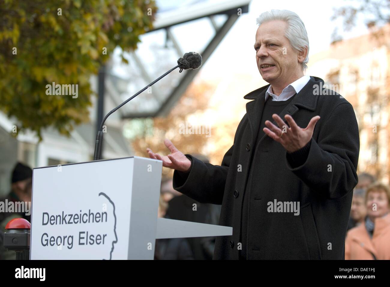 Artist Ulrich Klages speaks at the inauguration of the Georg Elser ...
