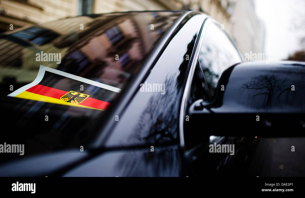 The windscreen of an offical embassy vehicle of the German embassy ...