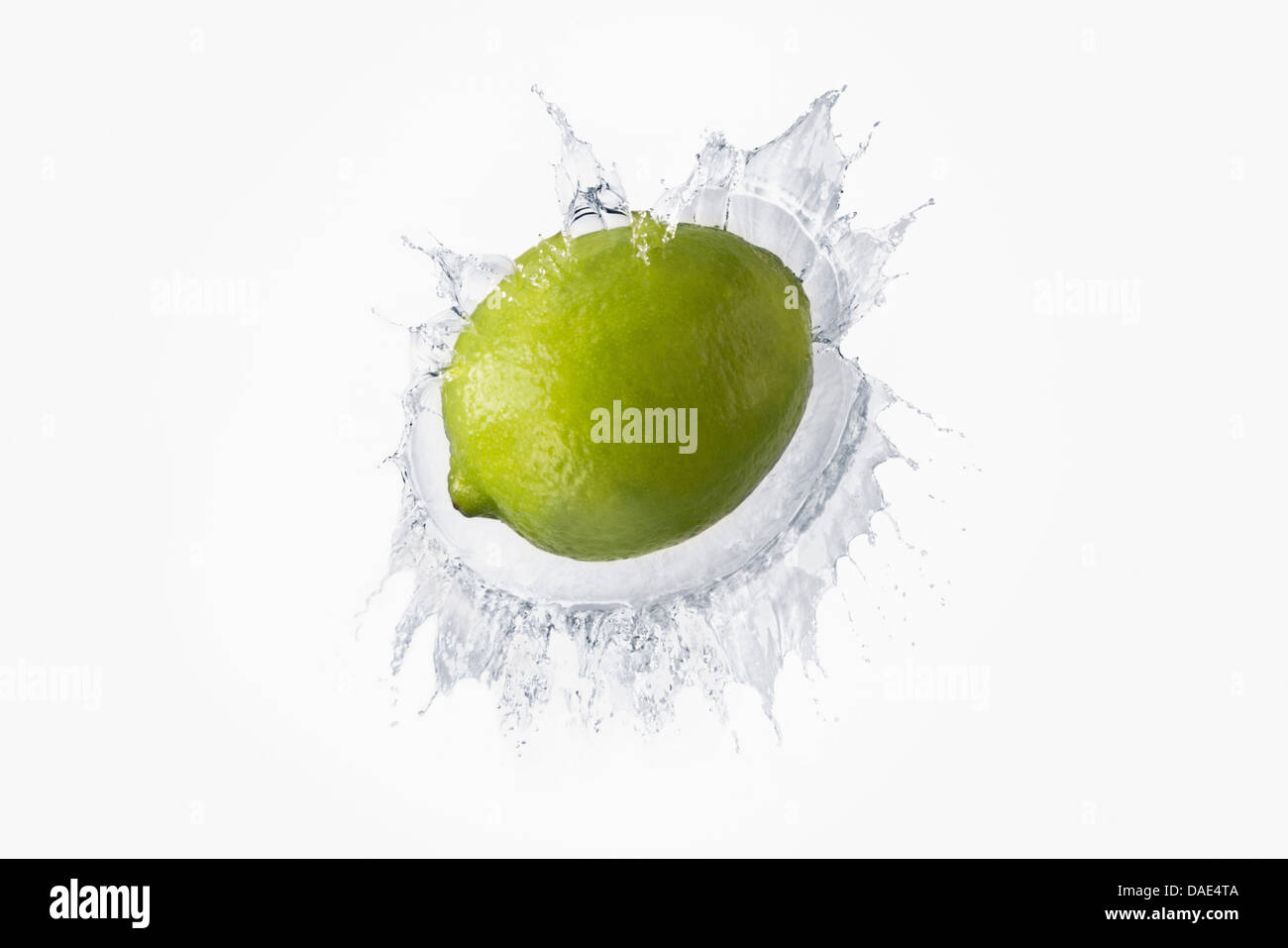 Lime splashing in liquid Stock Photo - Alamy