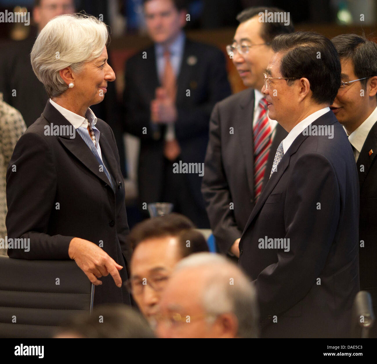 International Monetary Fund Chief Christine Lagarde and President Hu ...