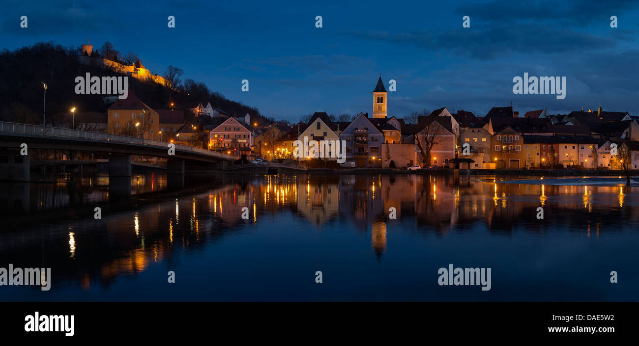 Germany, Bavaria, View of Burglengenfeld Castle with town and St Vitus ...