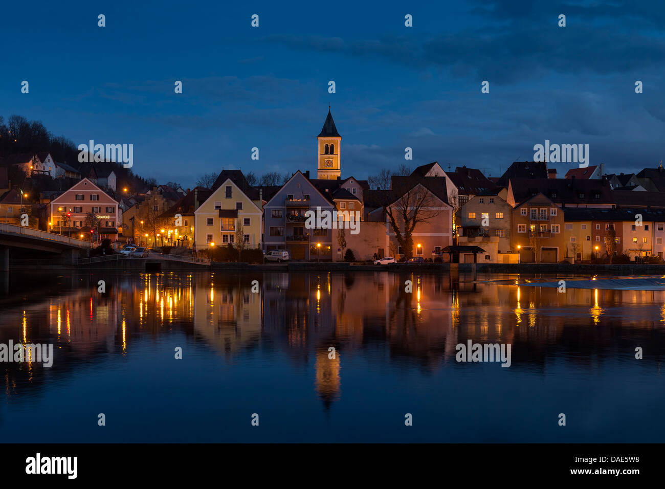 Germany, Bavaria, Burglengenfeld, View of town and St Vitus Church over ...