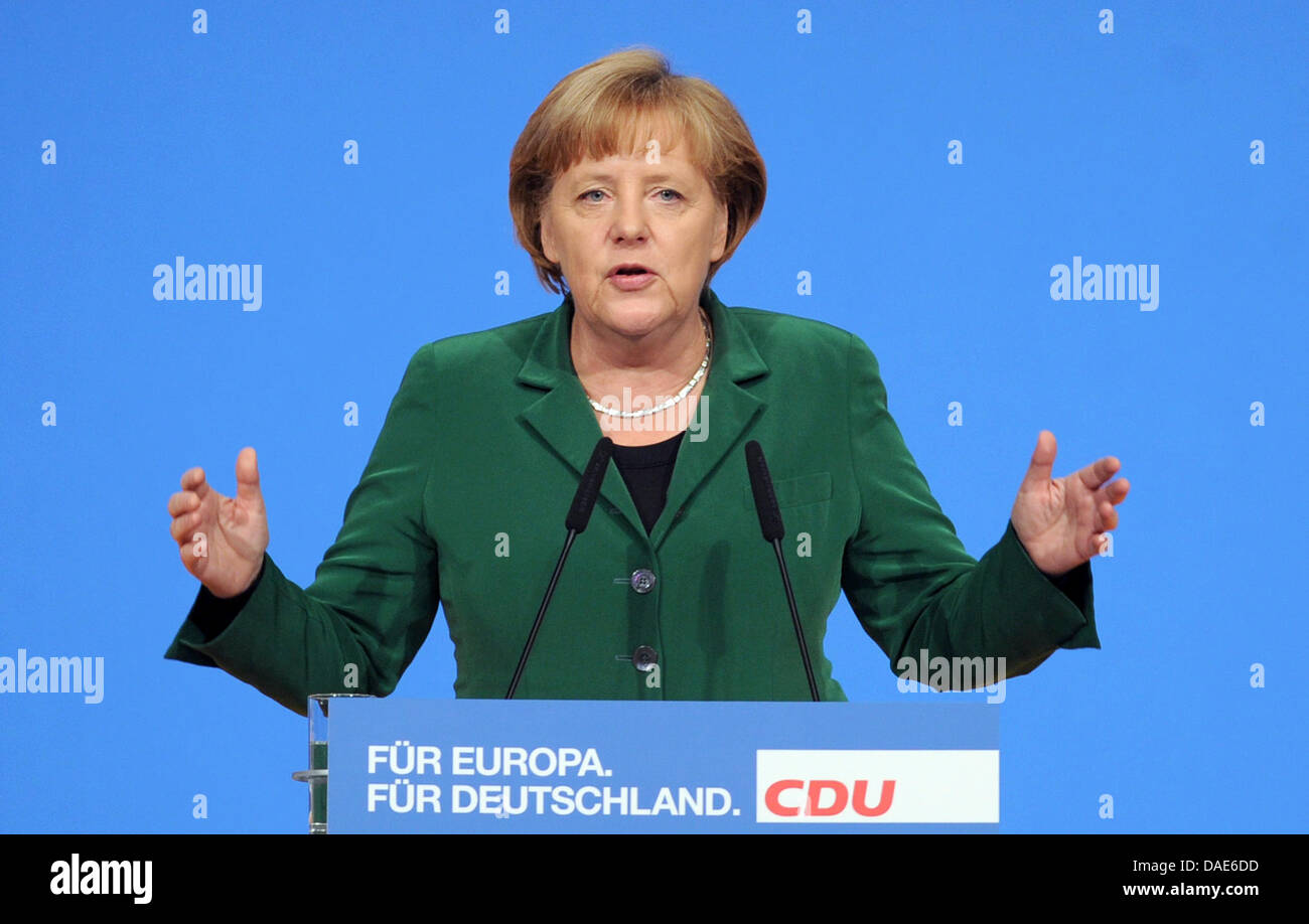 German Chancellor and CDU Chairwoman speaks at the closing of the CDU ...
