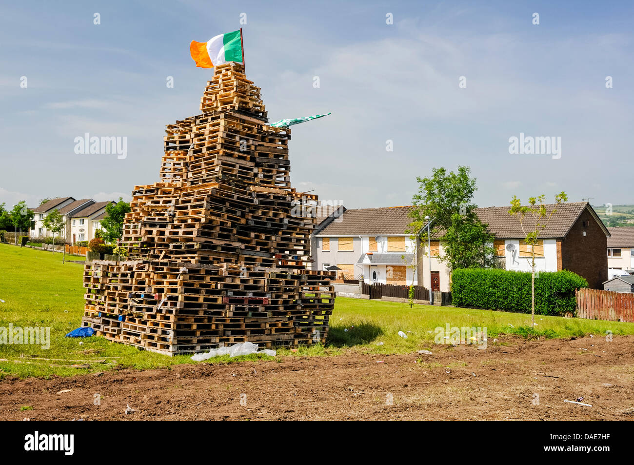 Newtownabbey, Northern Ireland. 11th July 2013. Irish flags on top of ...