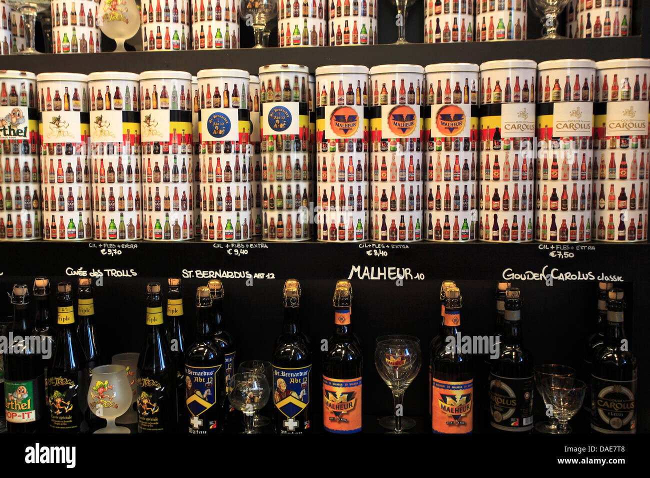 Belgium Beer shop display, Bruges City, West Flanders in the Flemish ...