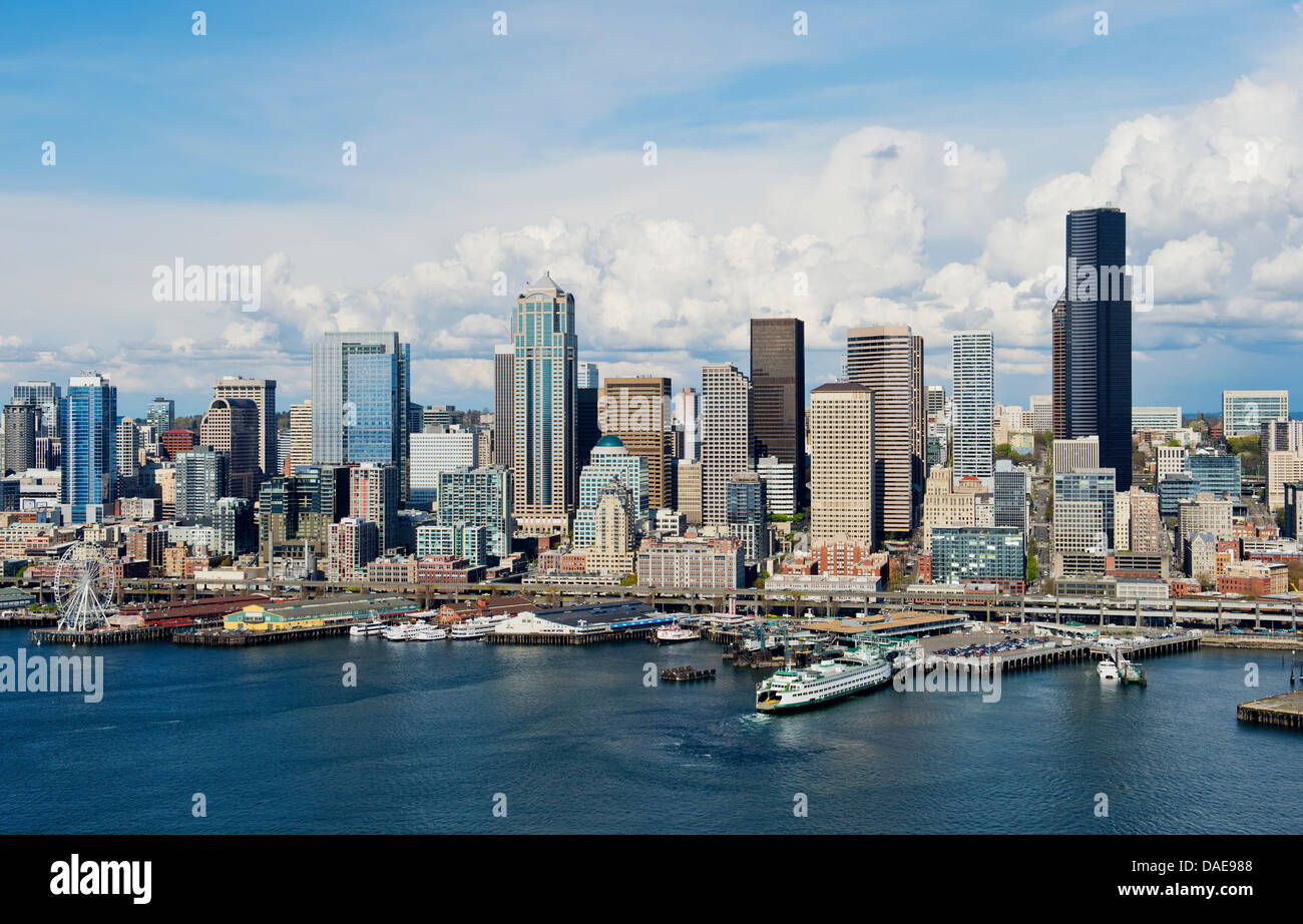 Aerial view of Seattle waterfront, Washington State, USA Stock Photo ...