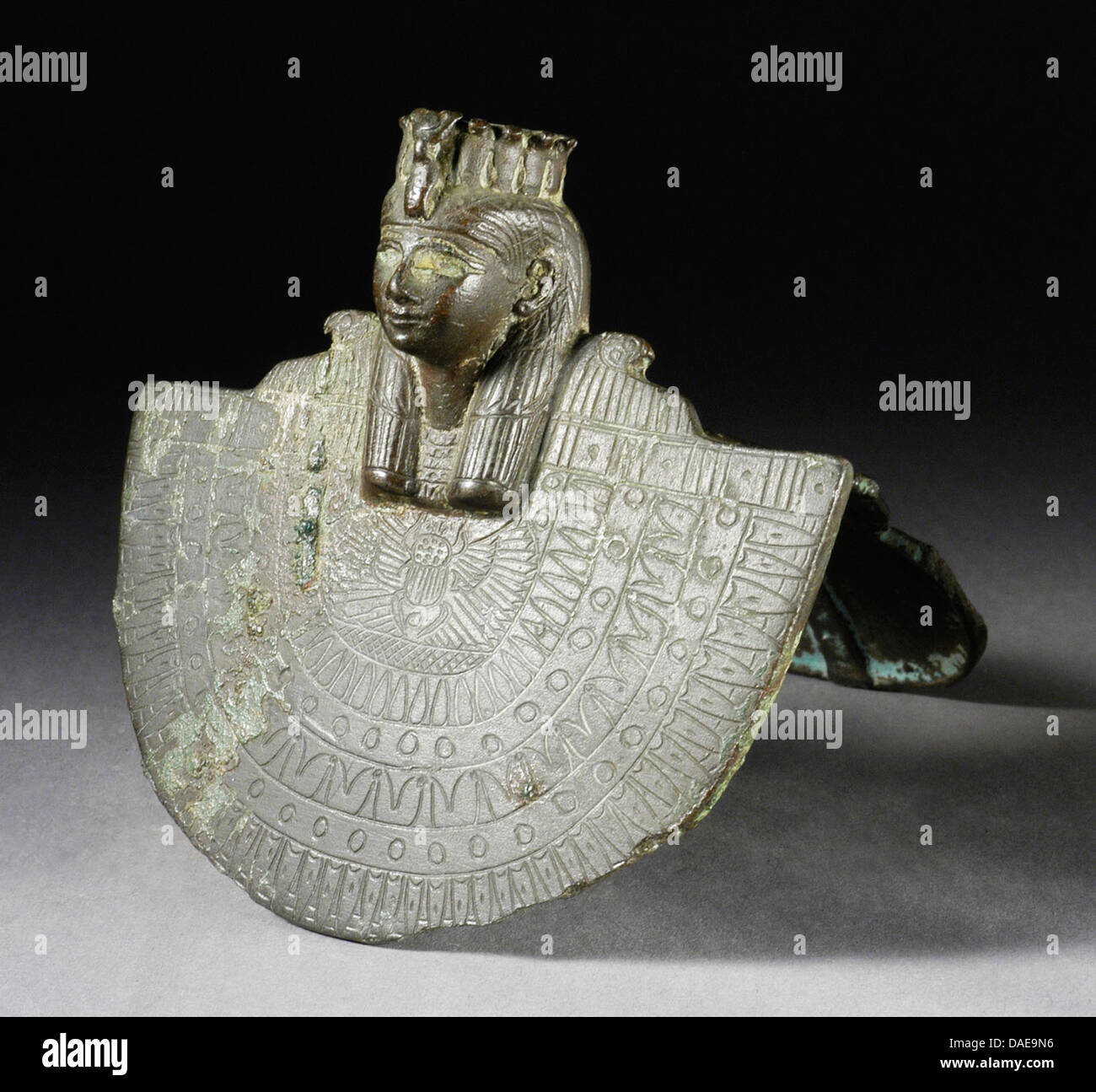 This cultic aegis and menat, featuring a goddess head, is part of the ...