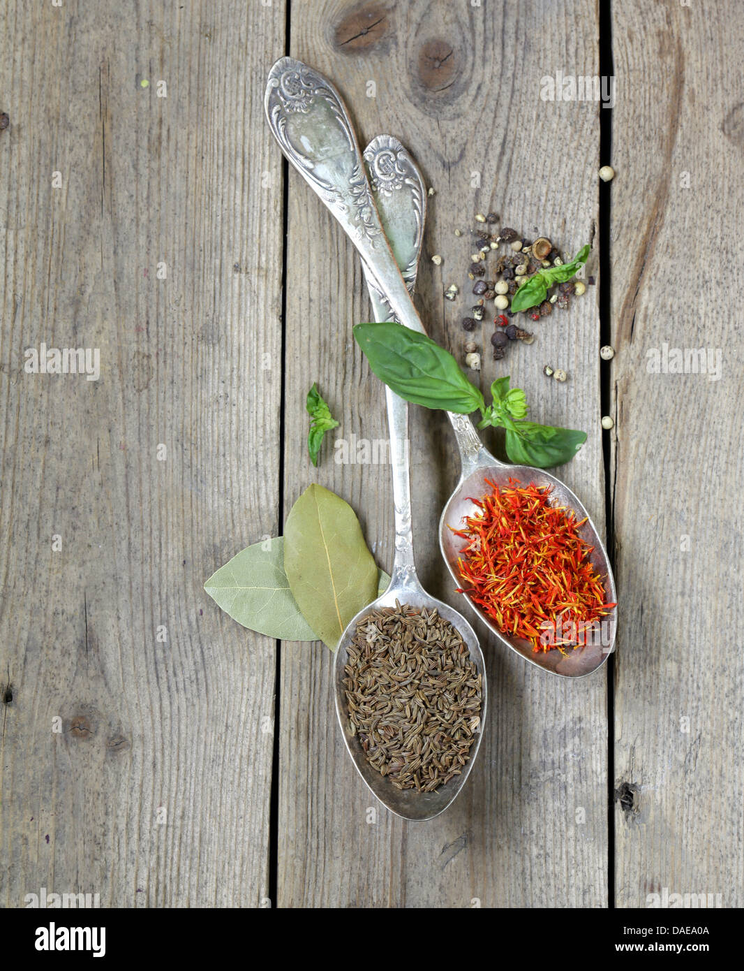 spice saffron and cumin in a vintage spoons Stock Photo - Alamy