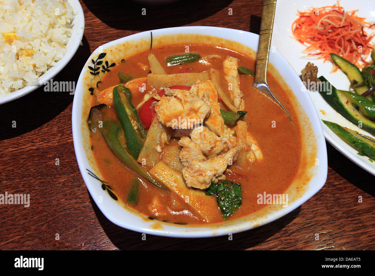 Thai food bowls set menu rice dishes studio setting restaurant interior ...