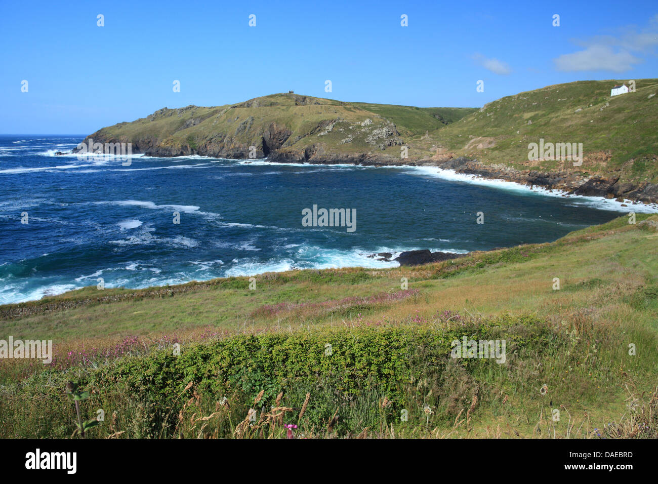 Summer view from Cape Cornwall across Porth Ledden, Cornwall, England ...