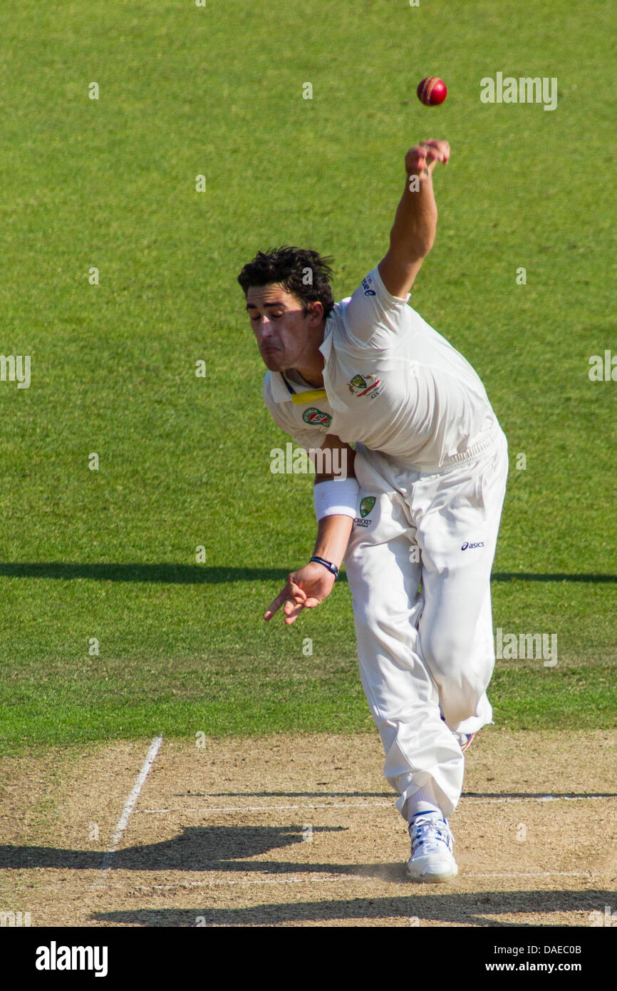 Nottingham, UK. 11th July, 2013. Australia's Mitchell Starc bowling ...