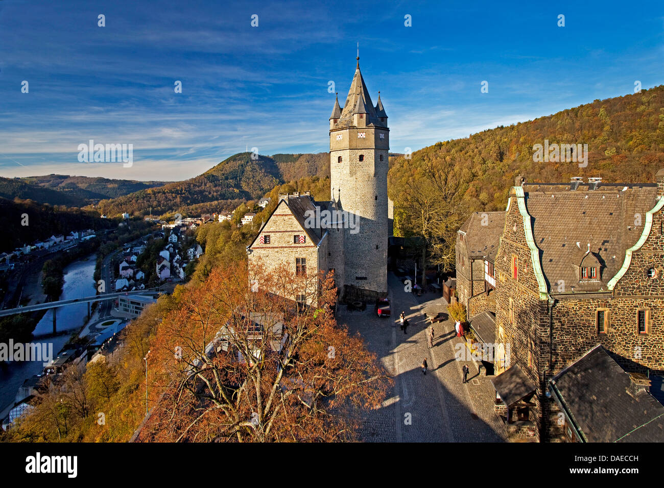 panoramic view from Altena Castle on the Klusenberg into the valley of ...