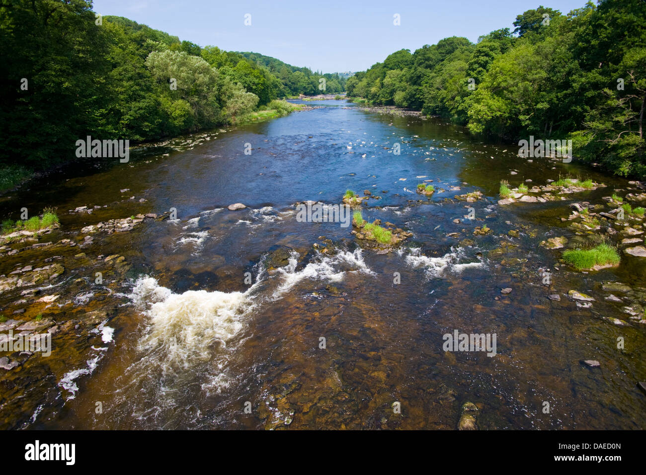 River Wye looking upstream at Llanstephan Powys Mid Wales UK Stock ...