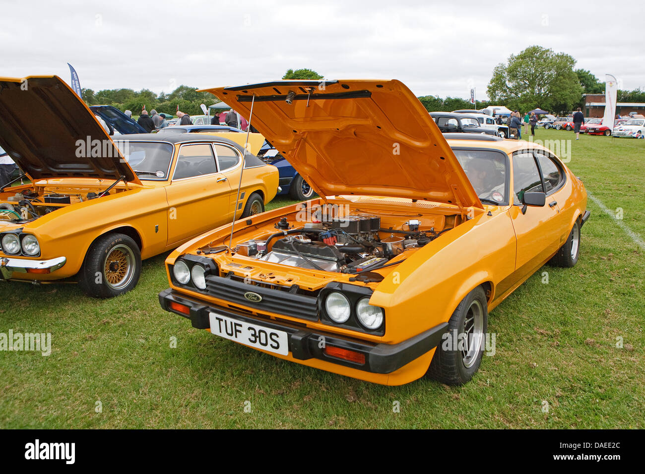An orange Ford Capri 11 S 2994cc 3 door hatchback on display at the ...