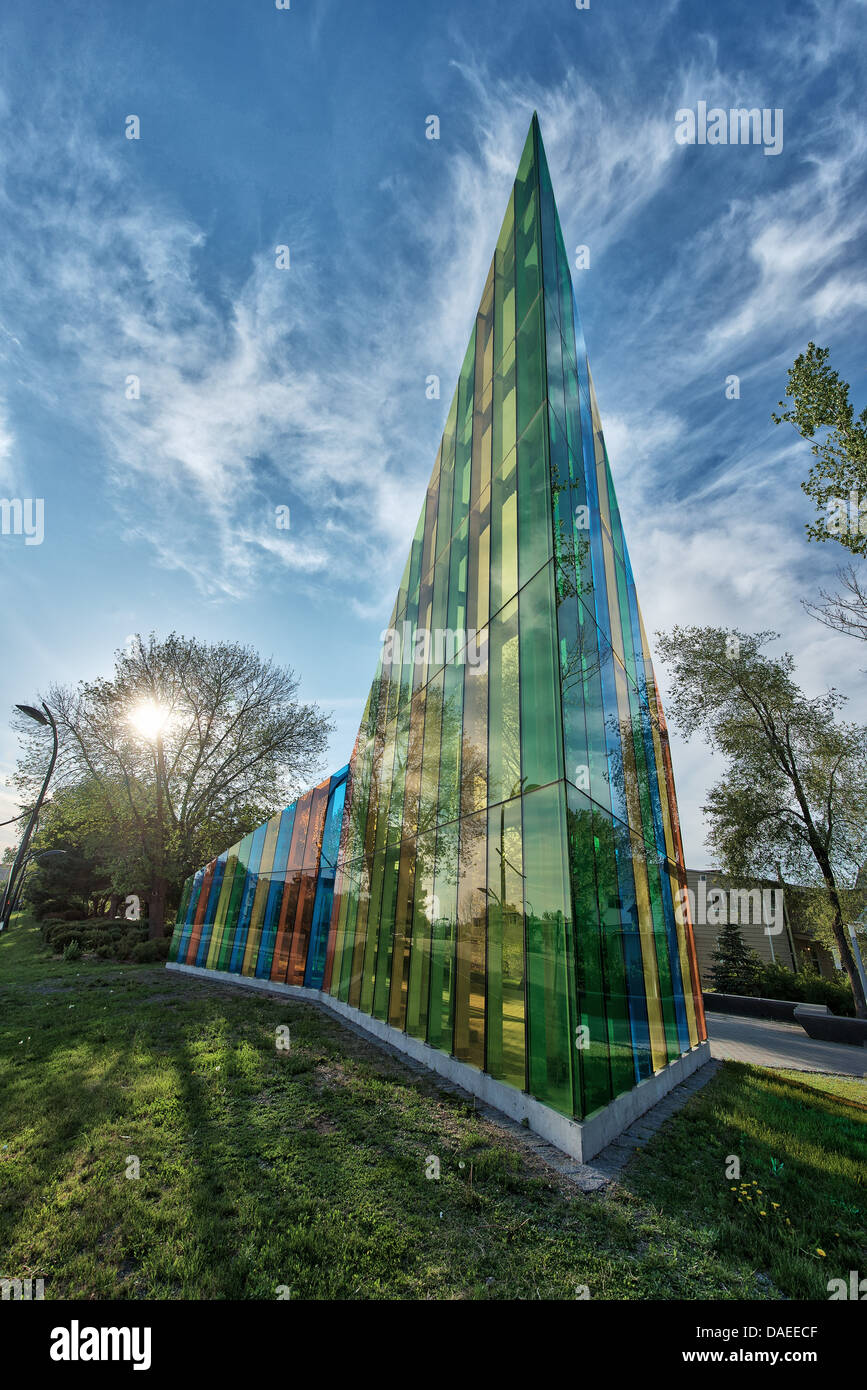 "papa" public art angled glass wall in Gatineau, Quebec, Canada Stock ...