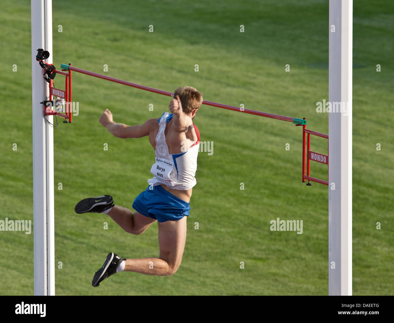Kazan, Russia, July 11, 2013.Track and field athletics. The high jump ...