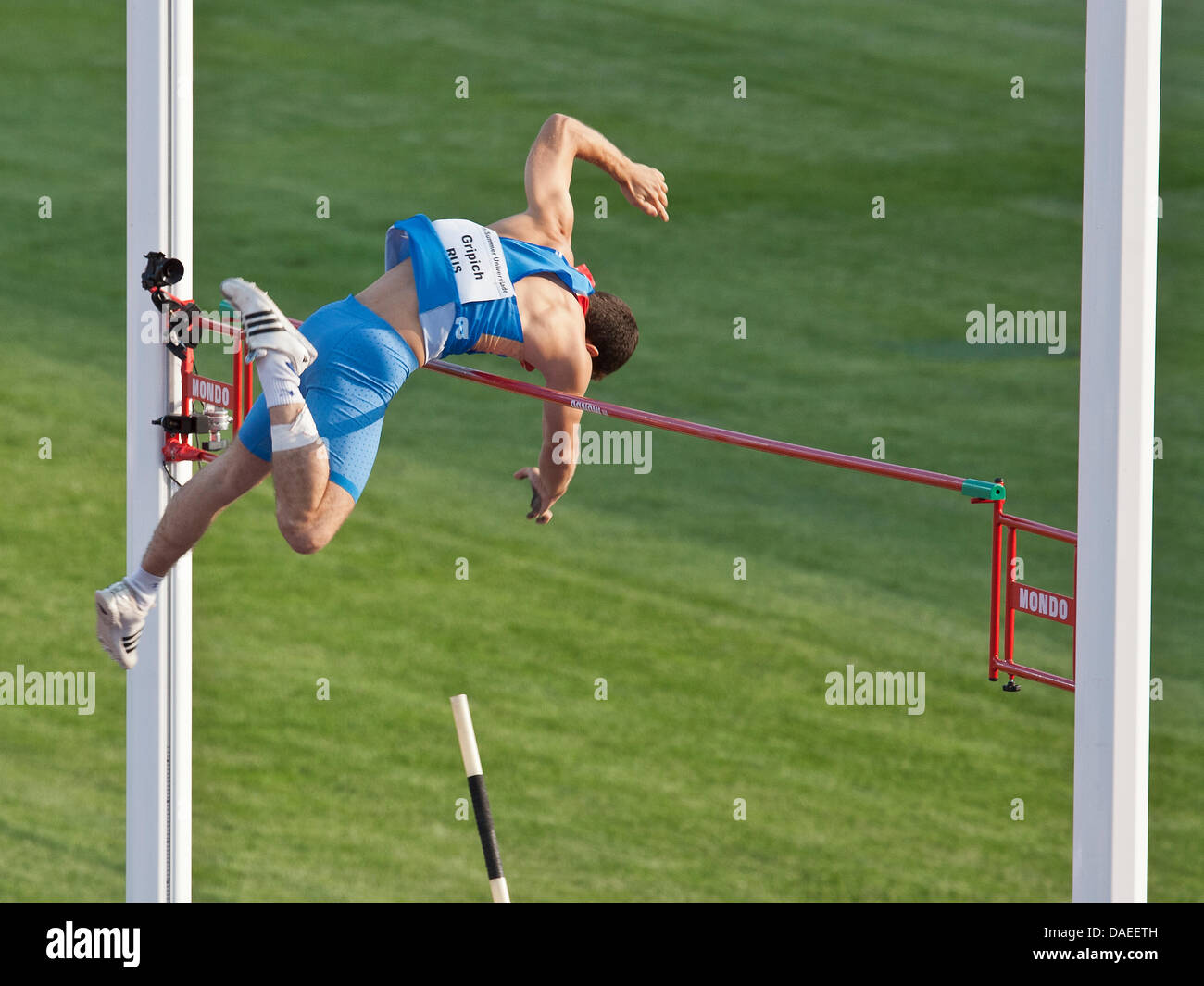 Kazan, Russia, July 11, 2013.Track and field athletics. The high jump ...