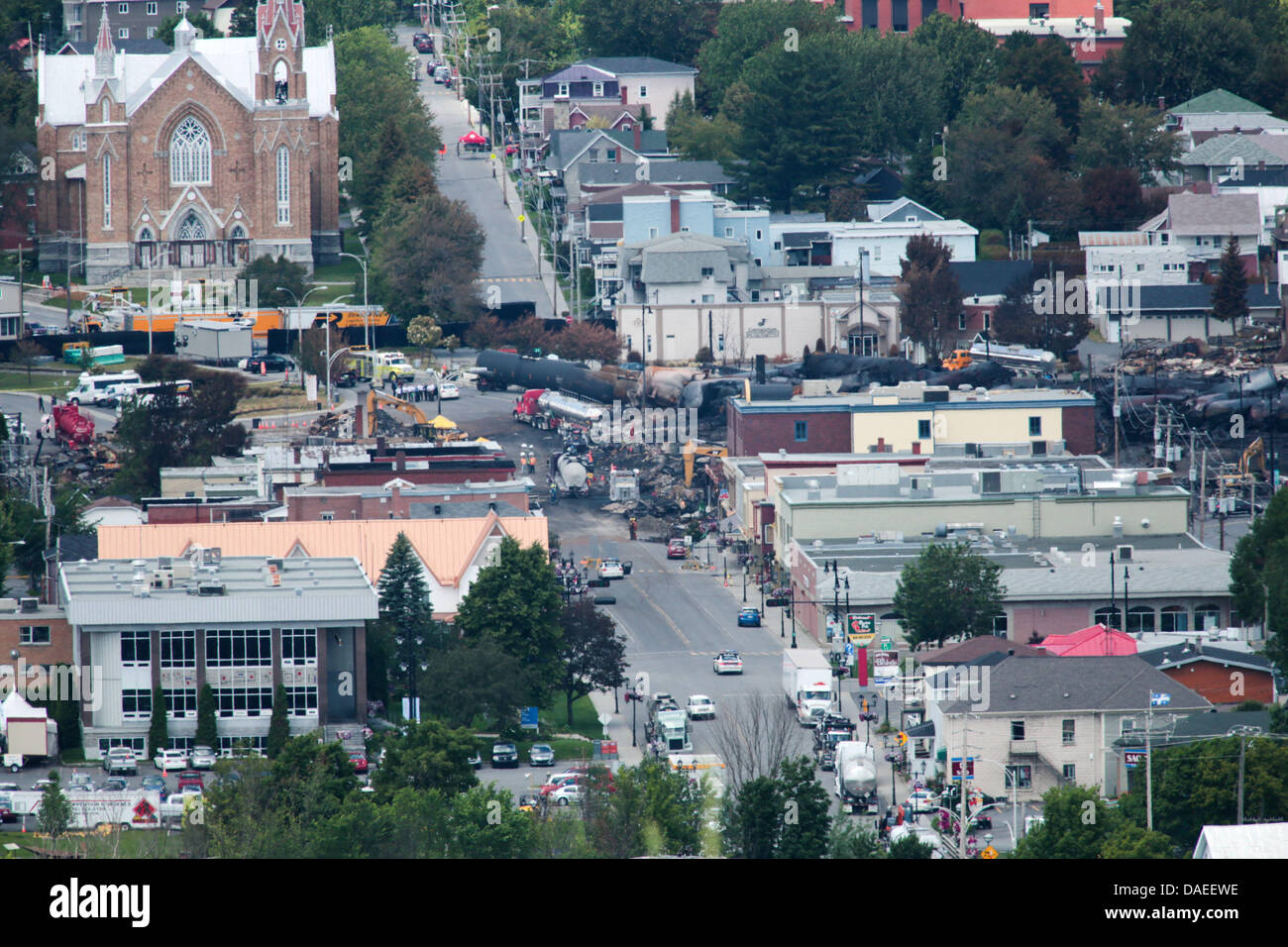 Lac-Megantic , Quebec, Canada. 11th July 2013. The clean up and ...