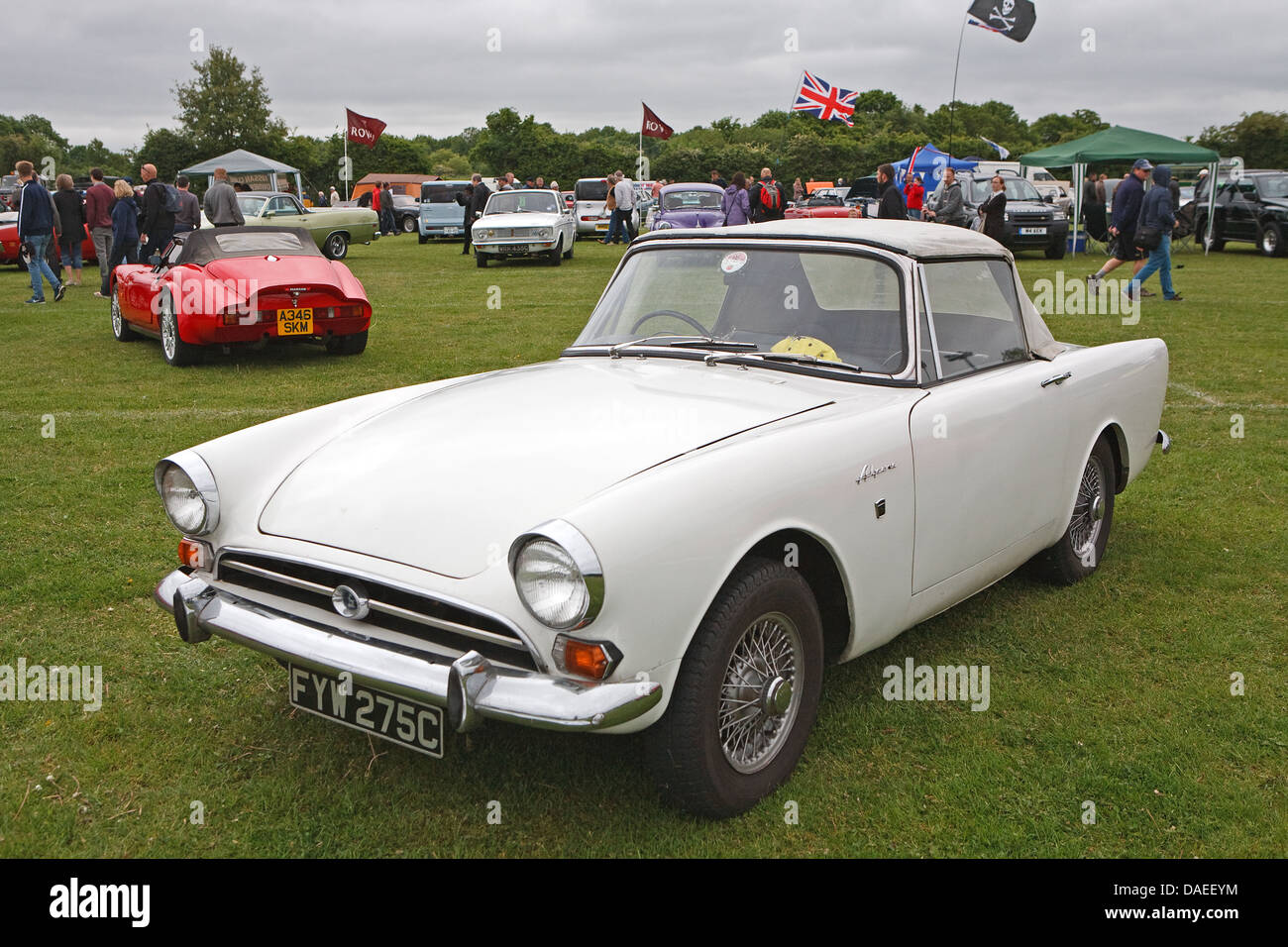 A white sunbeam alpine 1725cc sports car on display at the Bromley ...