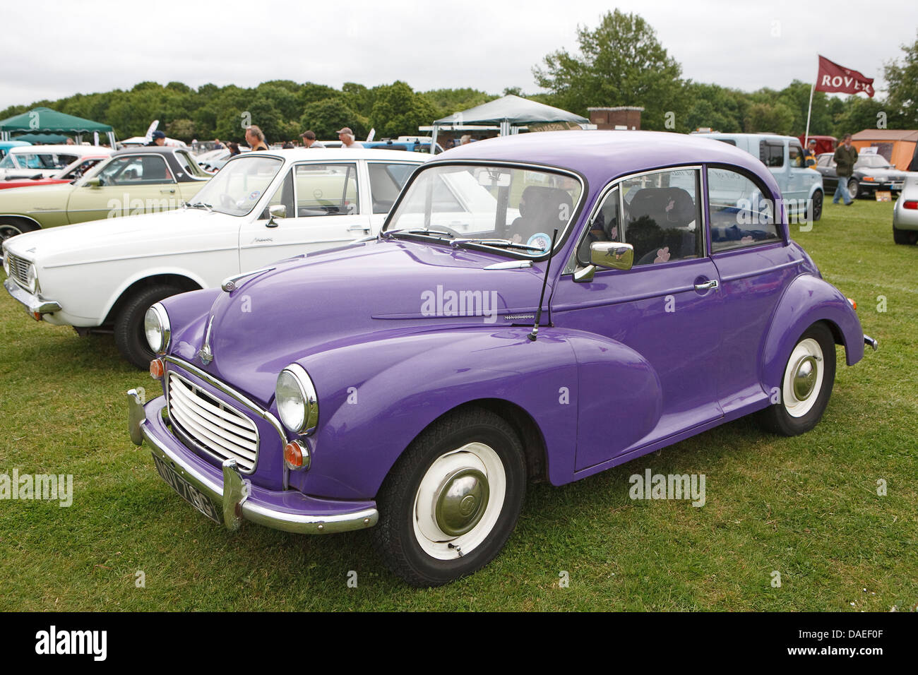 A purple Morris Minor on display at the Bromley Pageant of Motoring in ...