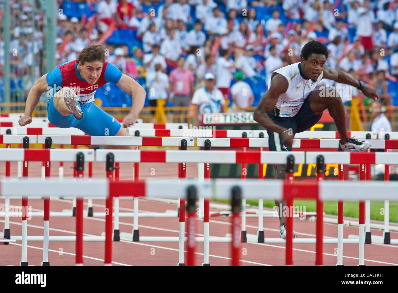 Kazan, Russia, July 11, 2013. Track and field athletics. Running and ...
