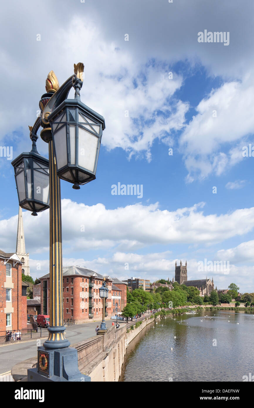 The River Severn and Worcester riverside from Worcester Bridge ...