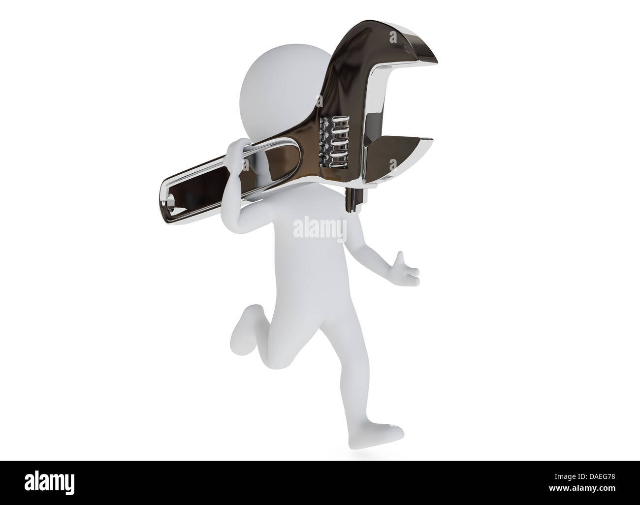 3d humanoid character running with a wrench tool Stock Photo - Alamy