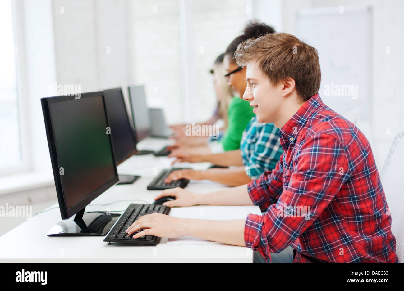 student with computer studying at school Stock Photo - Alamy